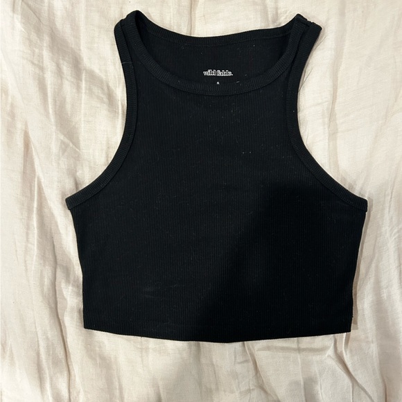 Tops | Black Ribbed Cropped Tank | Poshmark